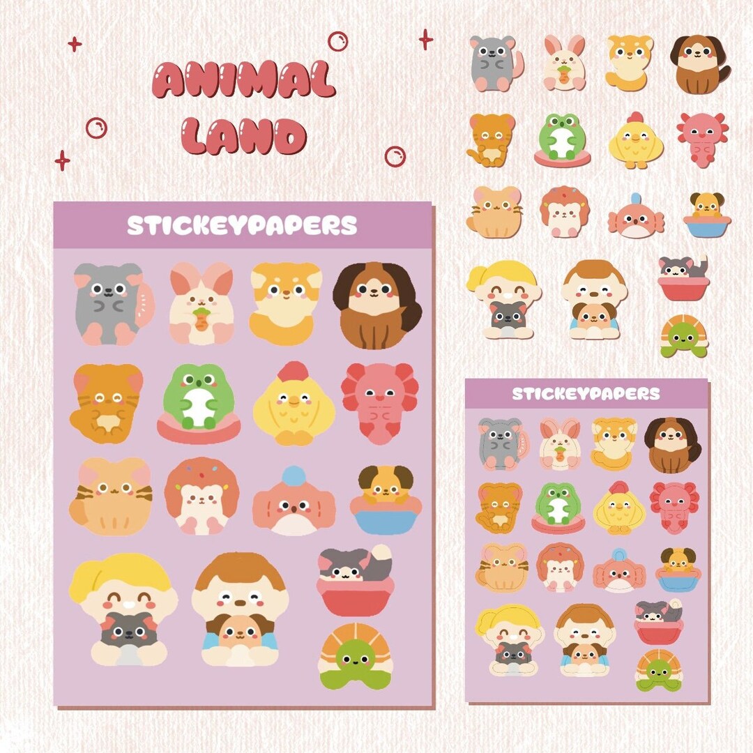 Animal Land Sticker Sheet Cute Kawaii Stickers Deco Stickers Journal ...
