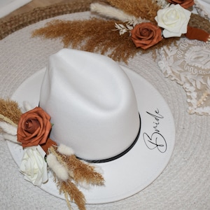 Bride Fedora Hat, Boho Hat, Bride Hat, Bridal Hat, Wedding Hat, Fedora ...
