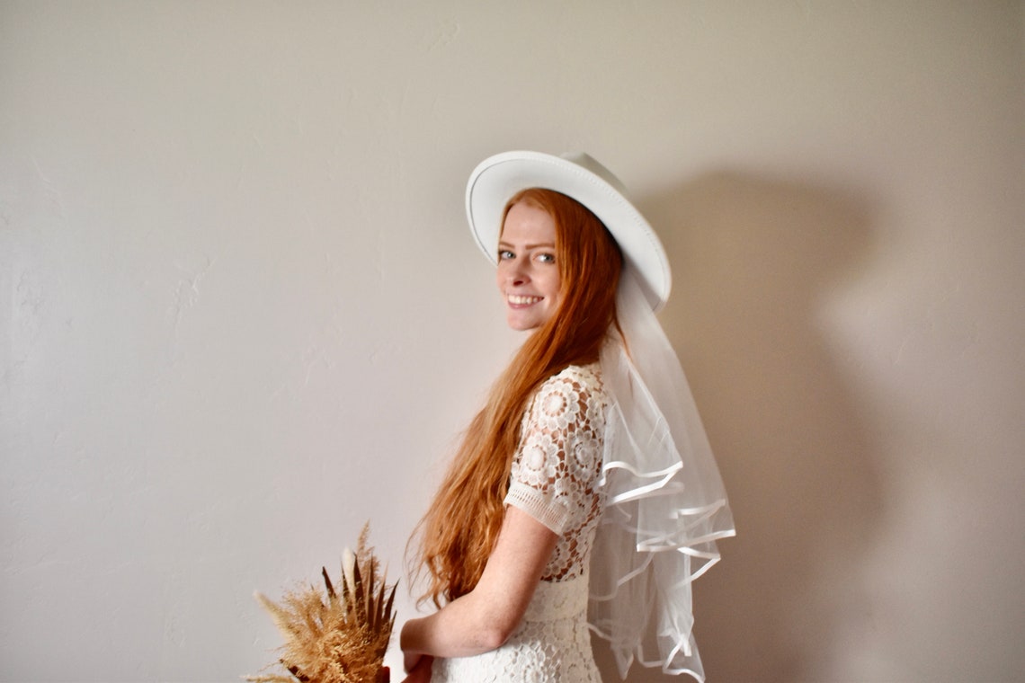 Hat With Veil Bride Hat With Veil Fedora Hat for Bride - Etsy