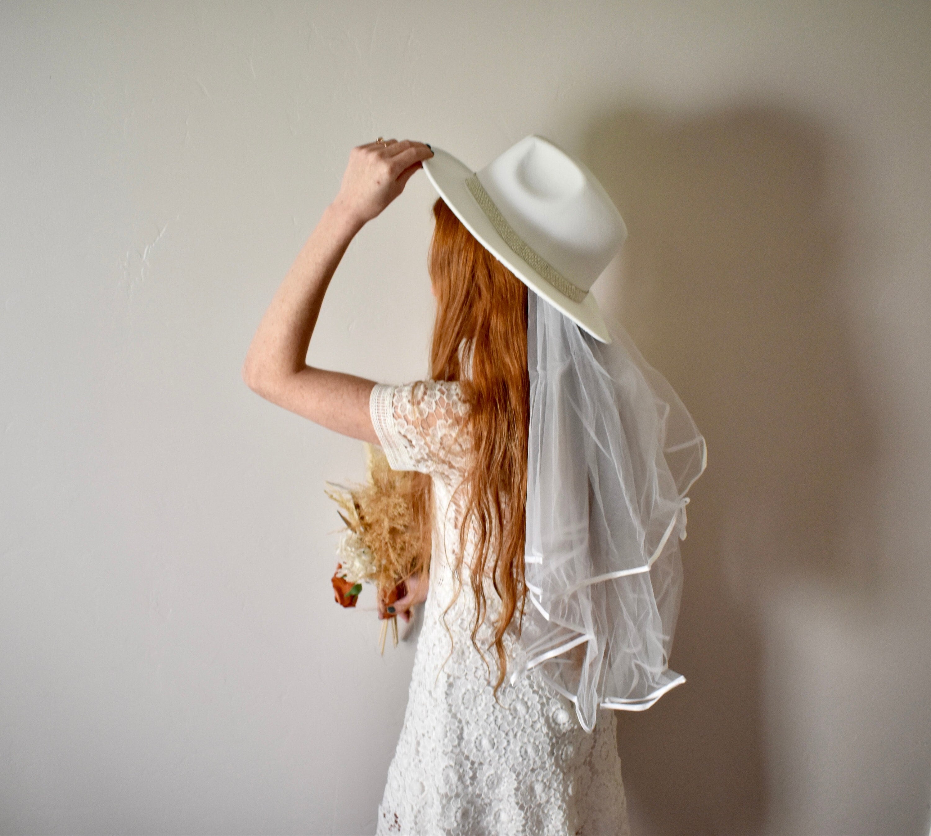 Hat With Veil, Bride Hat With Veil, Fedora Hat for Bride, Personalized ...