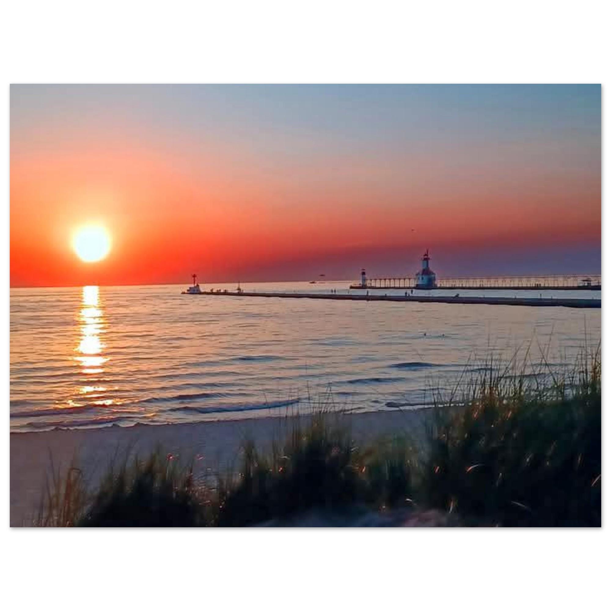 St. Joseph Lighthouse Sunset - Stunning Lake Michigan Coastal Print ...