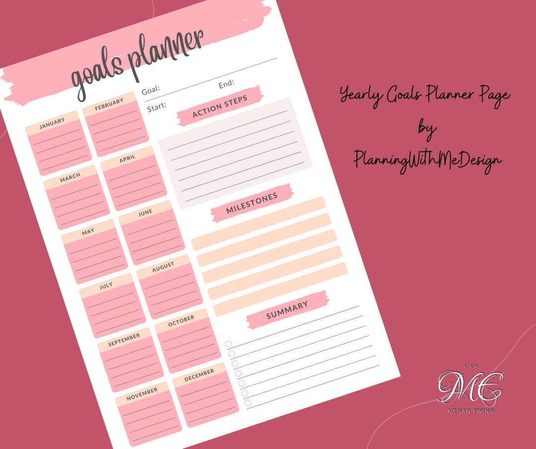 Goal Setting Planner Page - Instant Download - Goal Setting ...