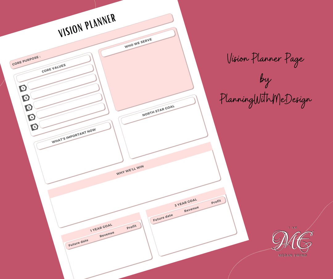 Vision Board - Planner Page - Instant Download - Printable Planner ...