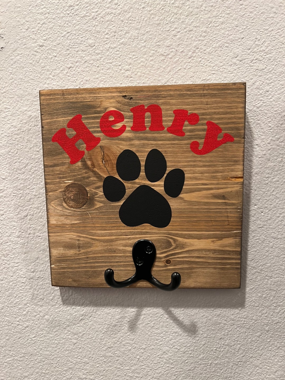 Fully Personalized and Customizable Dog Leash Hook to Hang on the Wall ...