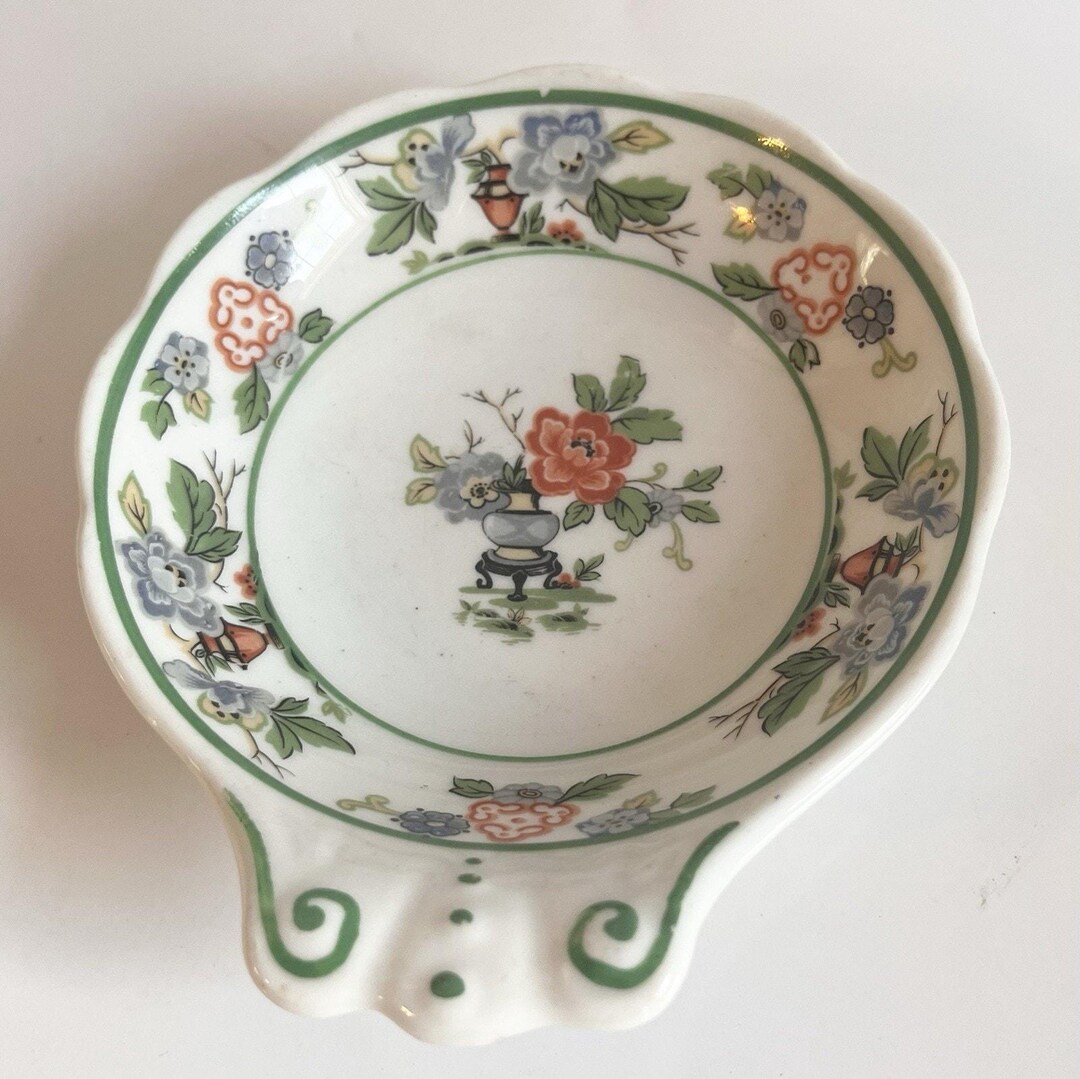 Vintage Shenango Deluxe China Bowl Dish With Chinese Vase and Floral ...