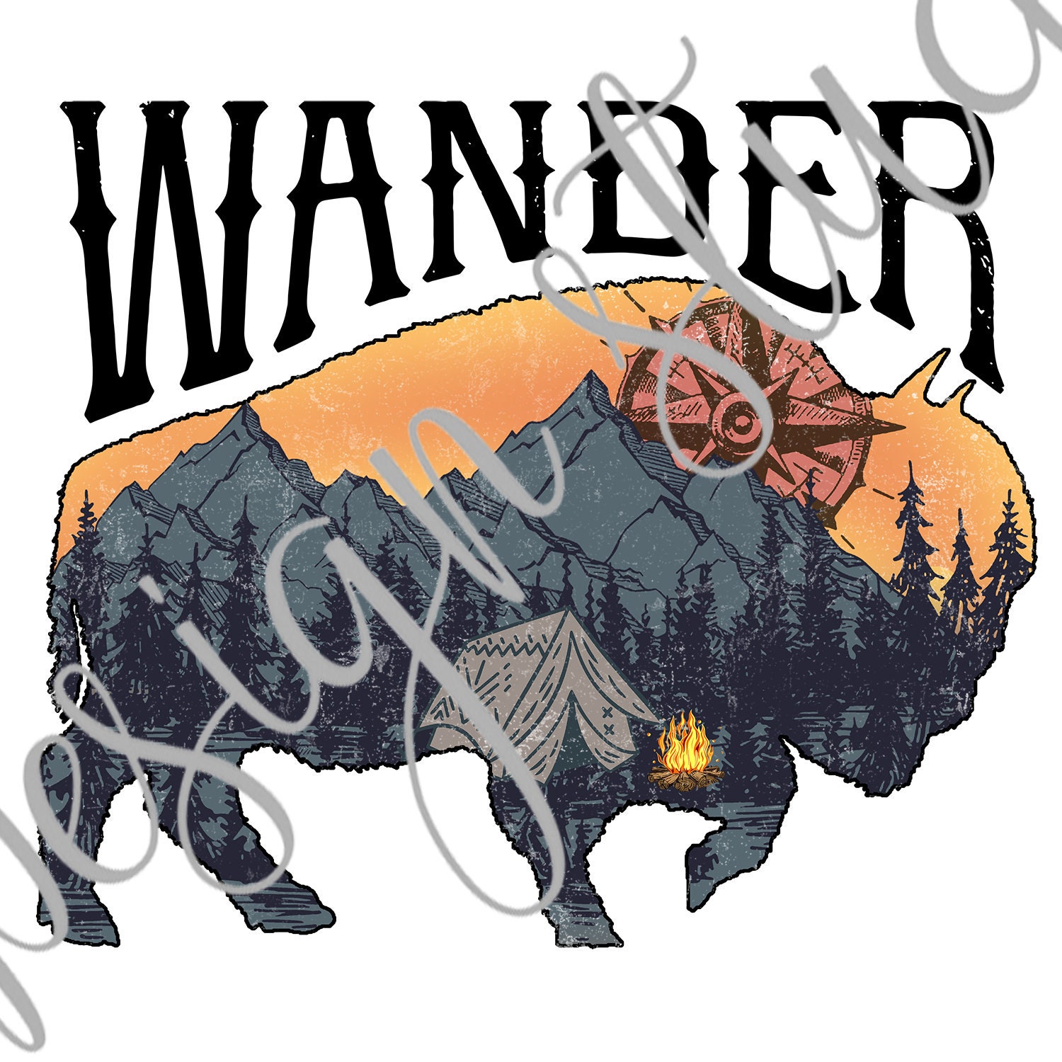 Wander PNG Buffalo PNG Wild West PNG Adventure Awaits - Etsy Canada
