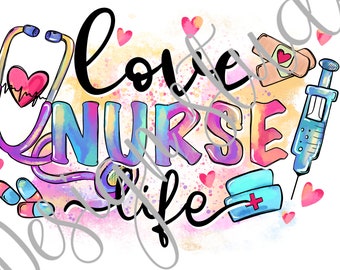 LOVE nurse Life RN Instant Download Shirt Design - Etsy