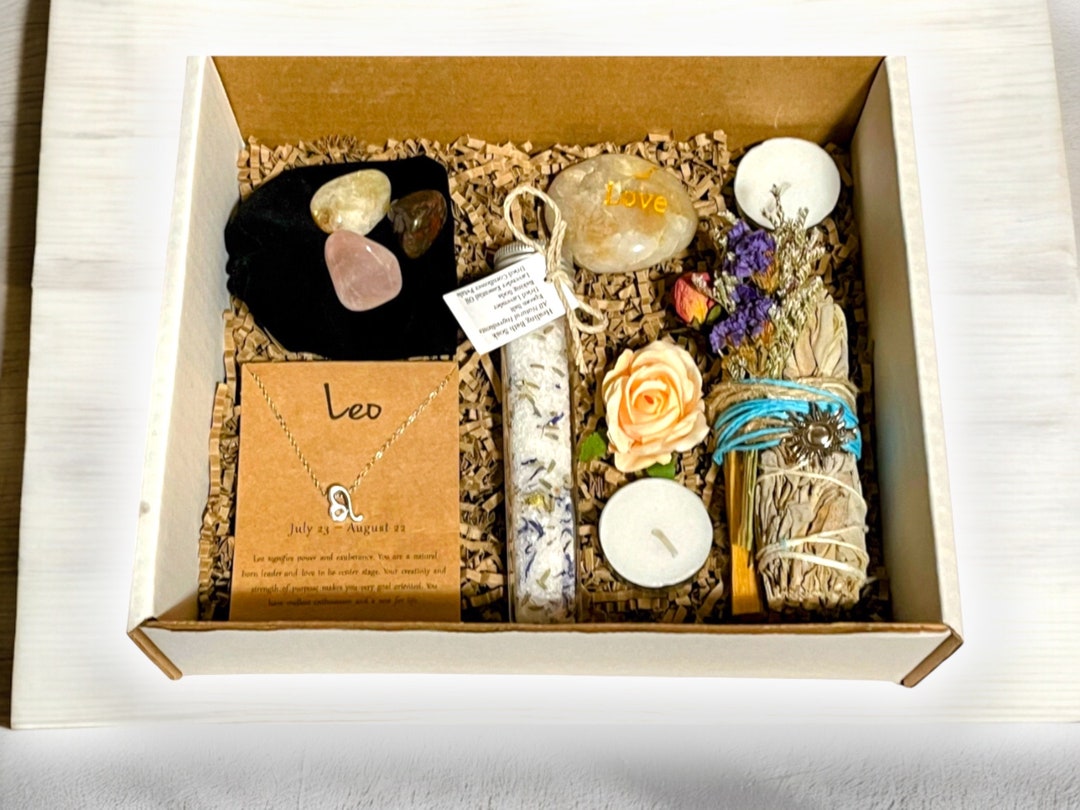 Leo Astrology Gift Box, Self Care, Healing Stones, Zodiac - Etsy