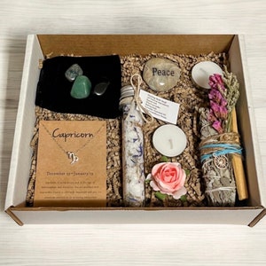 Capricorn Astrology Gift Box, Self Care, Healing Stones, Zodiac - Etsy