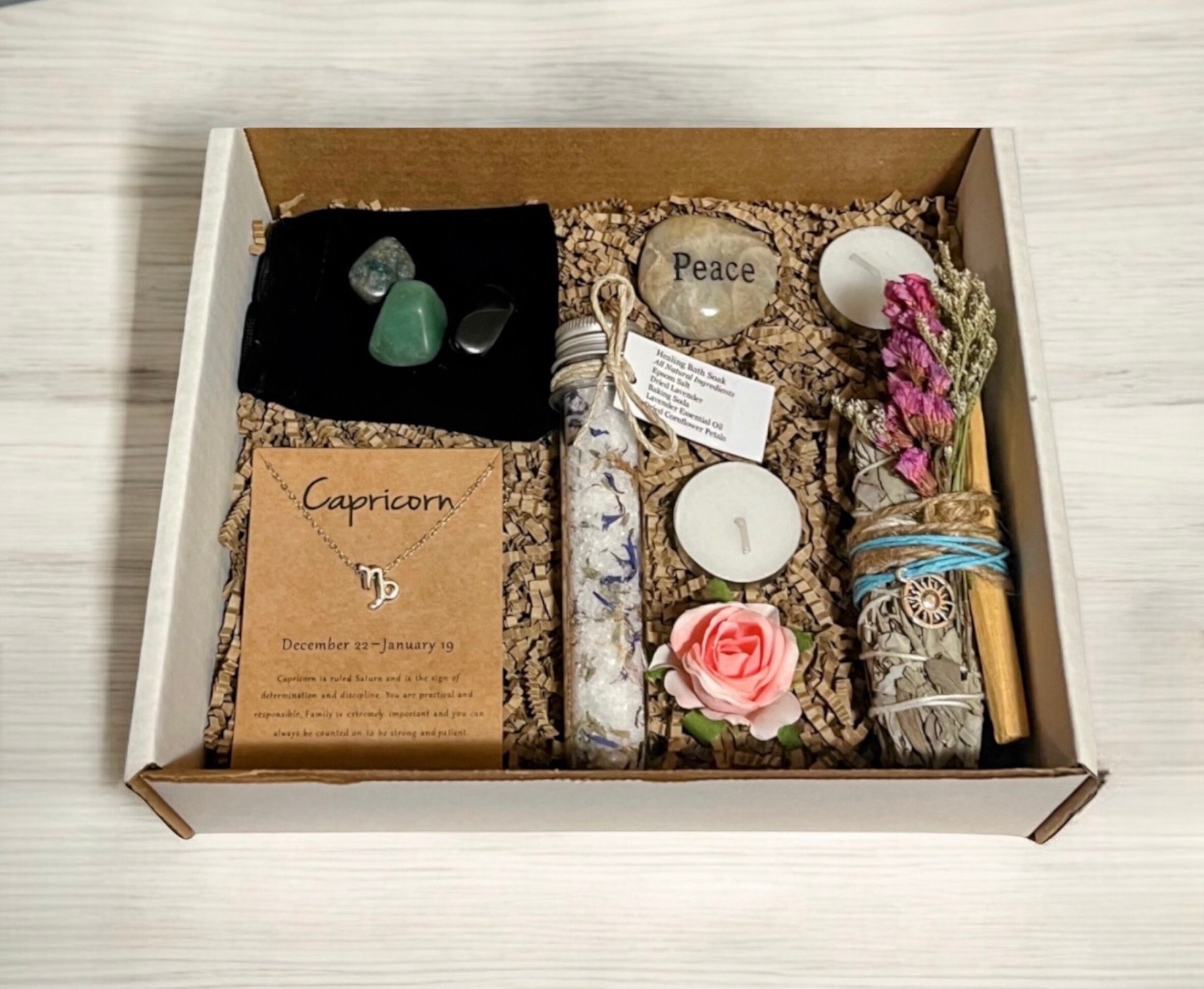 Capricorn Astrology Gift Box, Self Care, Healing Stones, Zodiac - Etsy