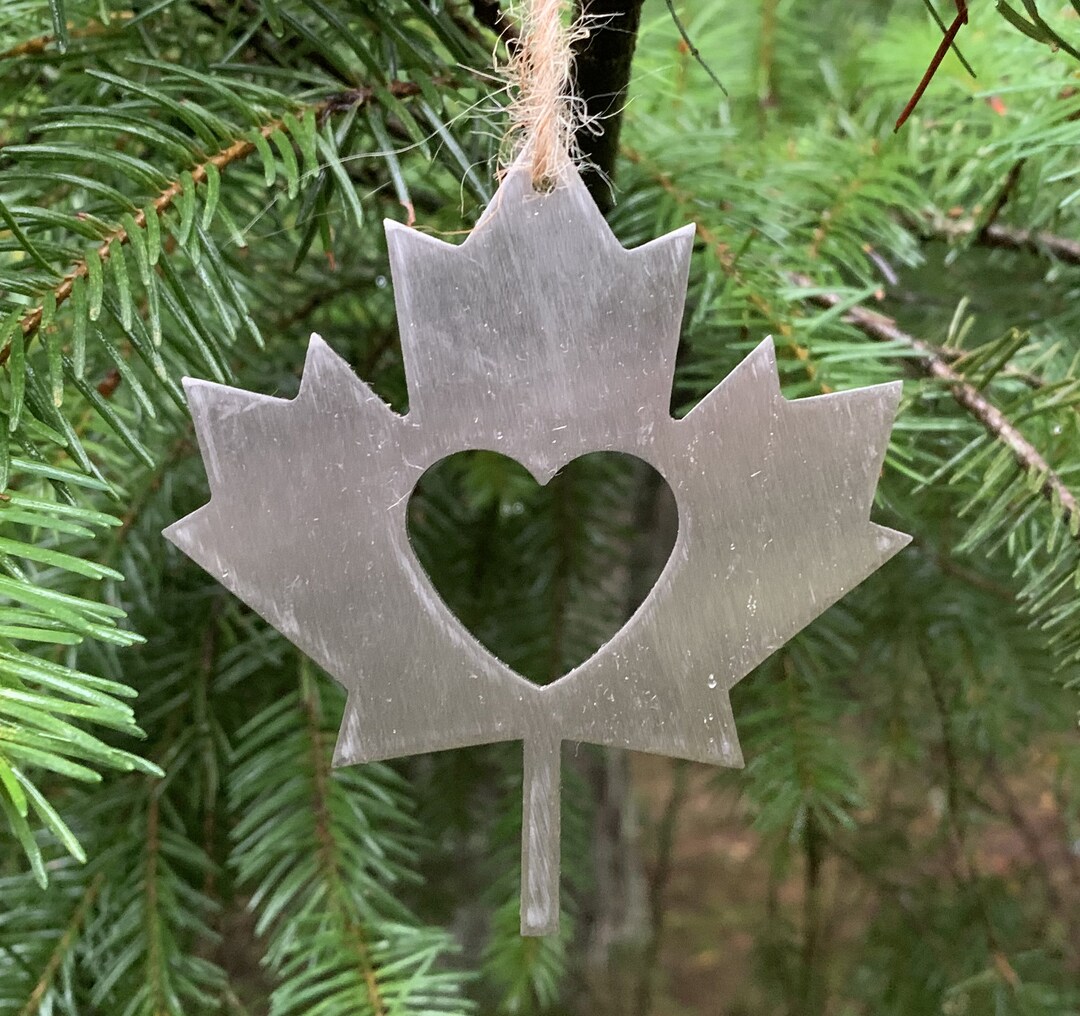 Fall Maple Leaf Christmas Ornament With Heart Stainless Steel ...