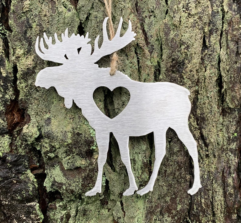 Moose Metal Christmas Ornament Made From Stainless Steel | Farmhouse ...