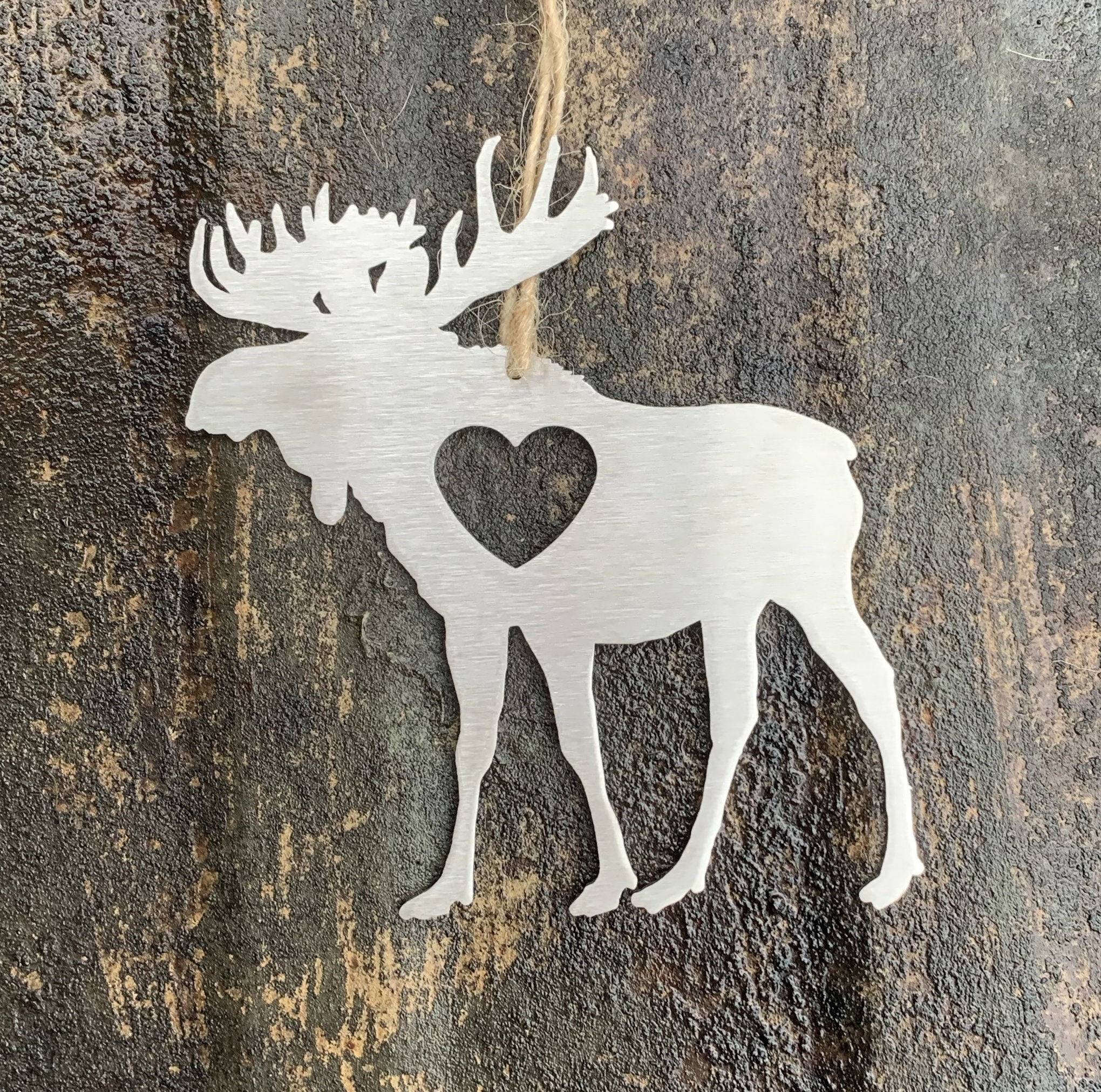 Moose Metal Christmas Ornament Made From Stainless Steel | Farmhouse ...