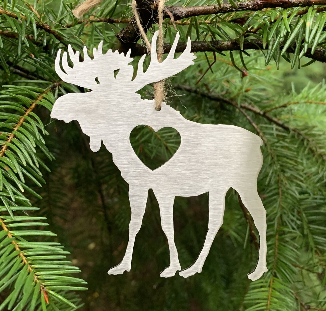 Moose Metal Christmas Ornament Made From Stainless Steel | Farmhouse ...