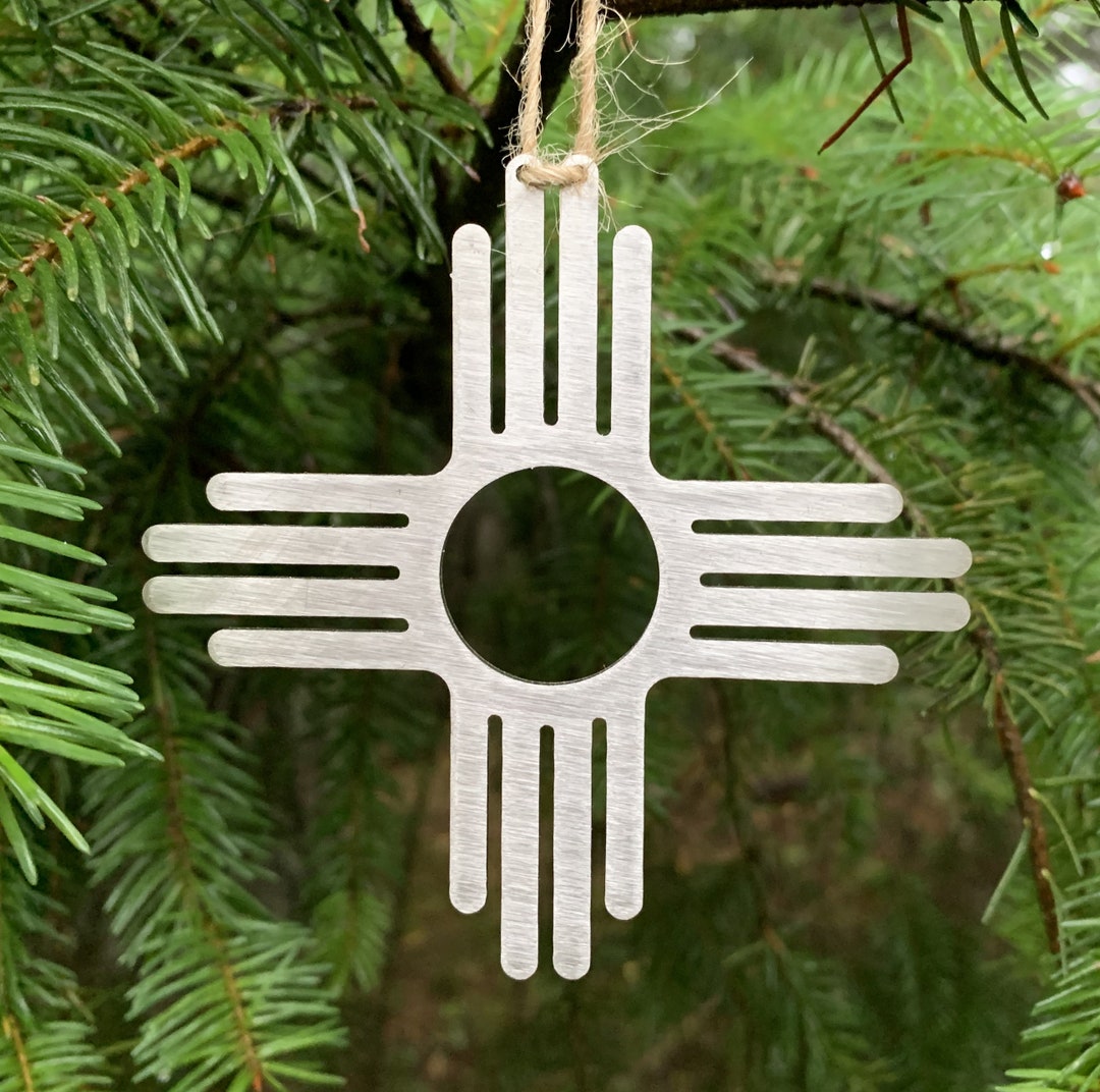 Zia Symbol Ornament Stainless Steel | Southwest Christmas Tree Ornament ...