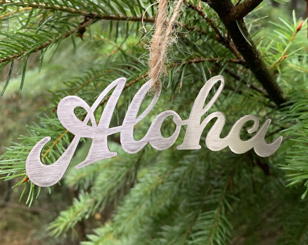 Aloha Ornament Stainless Steel | Hawaii Christmas Art | Wedding Favor ...