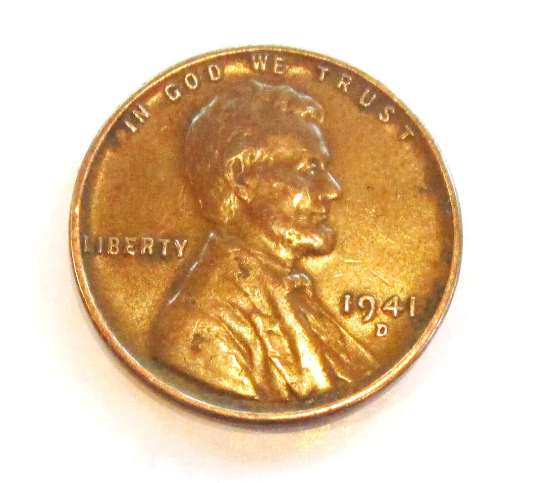Vintage 1941D Lincoln Penny Copper Wheat One Cent Penny Full Date, X ...