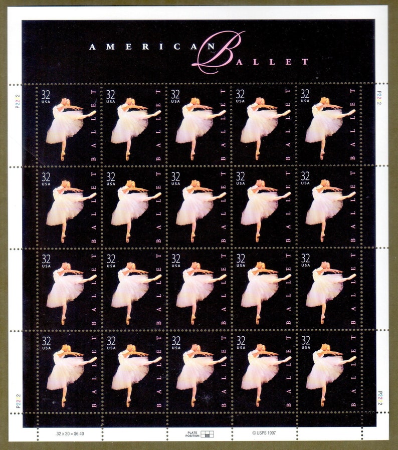 Vintage Unused American Ballet Dance 32 Cent US Postage Stamps - Scotts ...