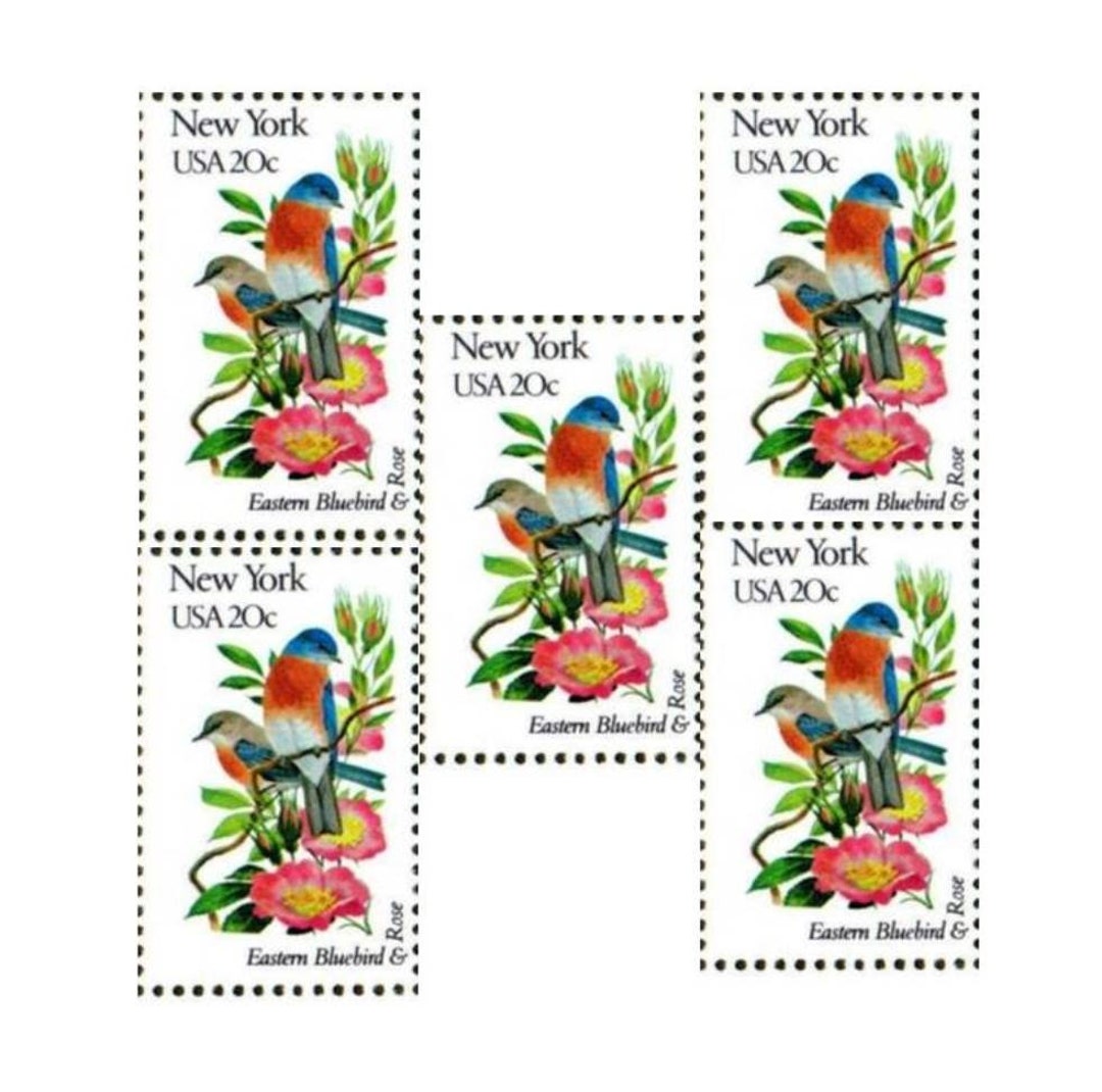 5 Vintage Unused New York State Flower and Bird Stamps - (5) 20 Cent US ...