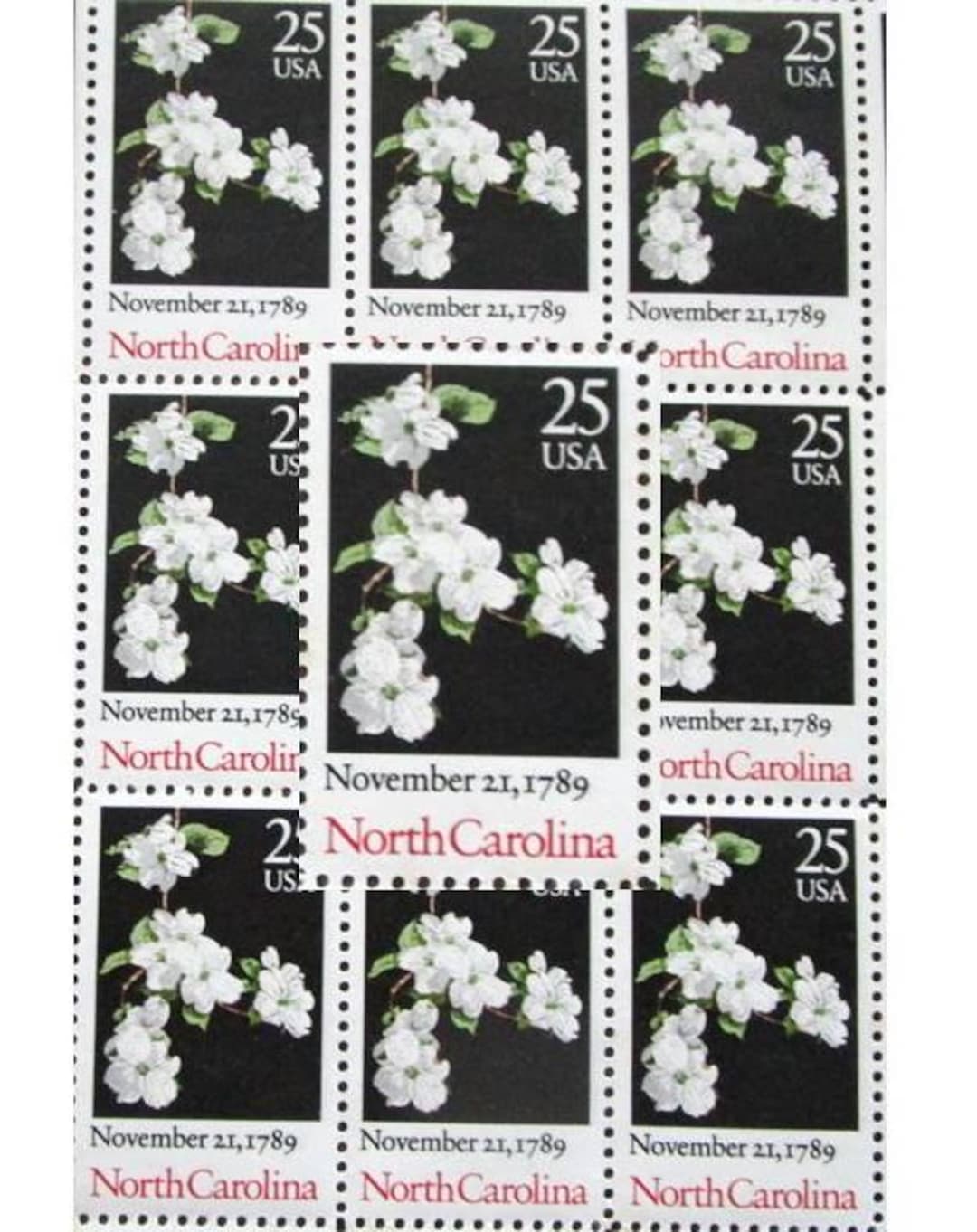 North Carolina Statehood With White Dogwood Flower 25 Cent US Postage ...