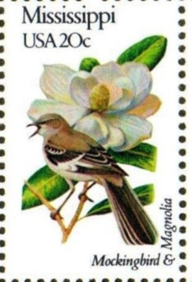 5 Unused Mississippi State Flower and Bird US Postage Stamps 5 20 Cent ...