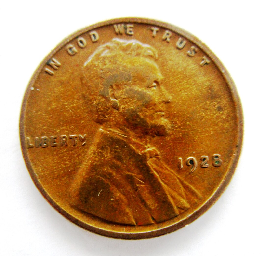 Vintage 1928 Lincoln Penny Copper Wheat One Cent Penny Full Date, Good+ ...