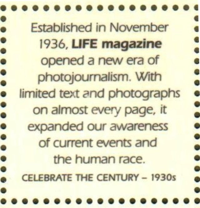 1936 Life Magazine New Era of Photojournalism 32 Cent US Stamp MNH Junk ...