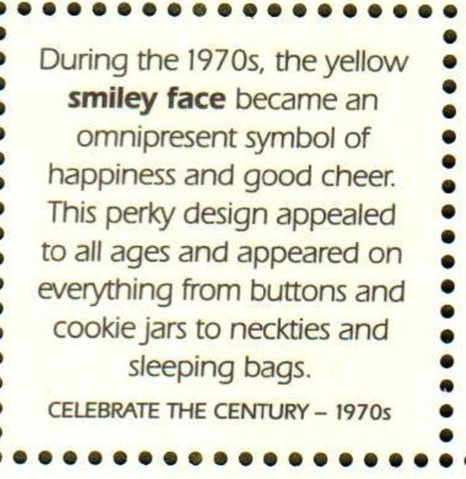 Yellow Smiley Face Emoji Happiness US Stamp Introduced 1970 Celebrate ...