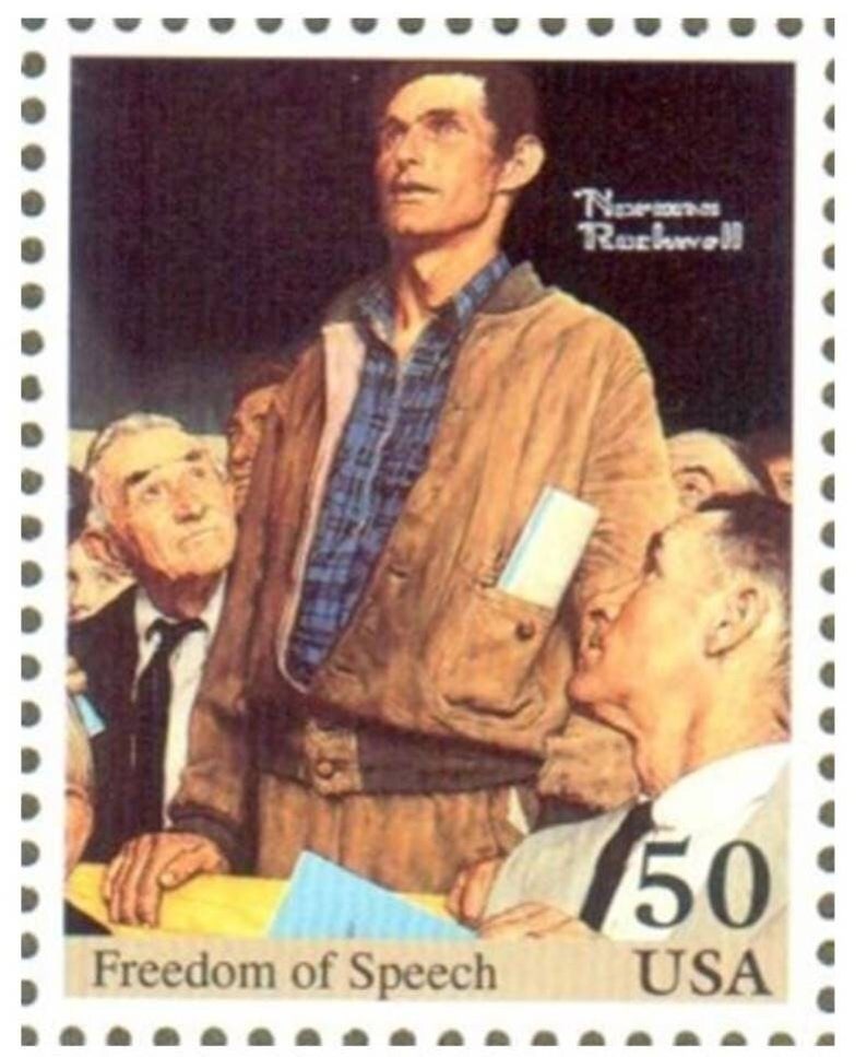 Vintage Unused Norman Rockwell Freedom of Speech US Postage Stamp 50 ...