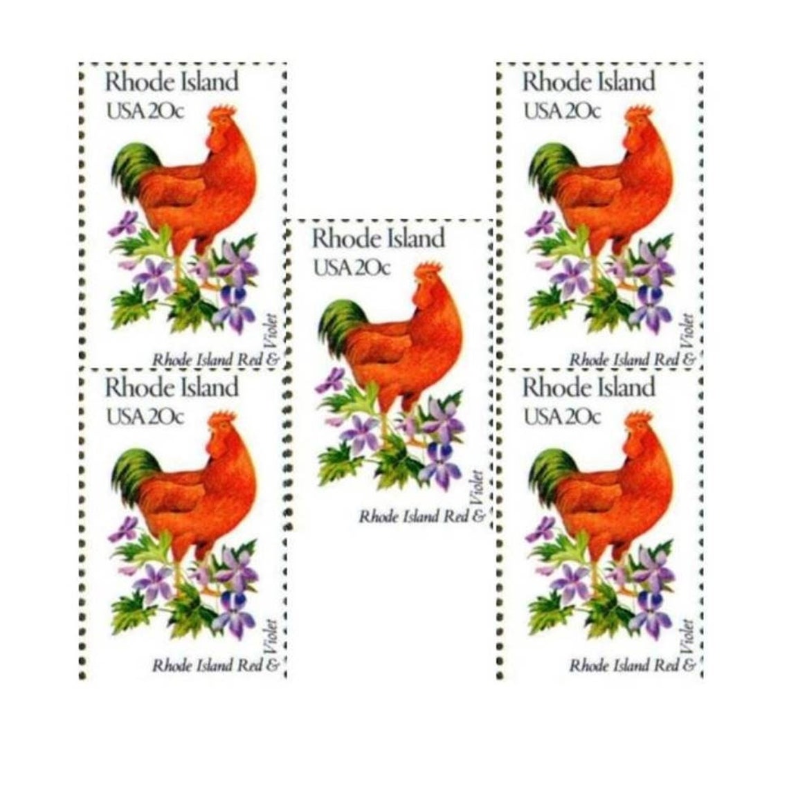 Vintage Unused Rhode Island State Flower and Bird 20 Cent US Postage ...