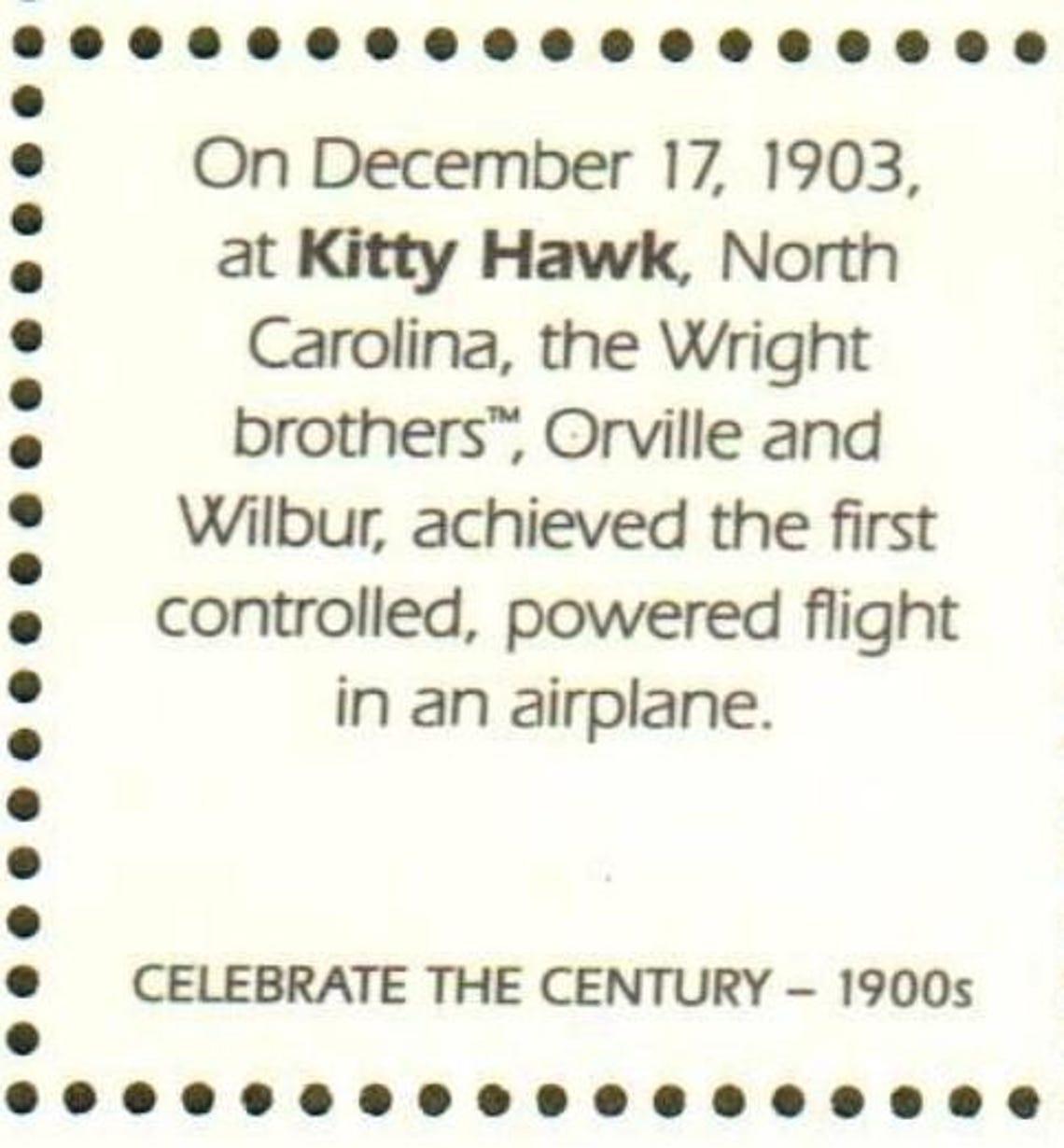 Vintage Unused Kitty Hawk First Controlled Powered Flight - Wright Bros ...