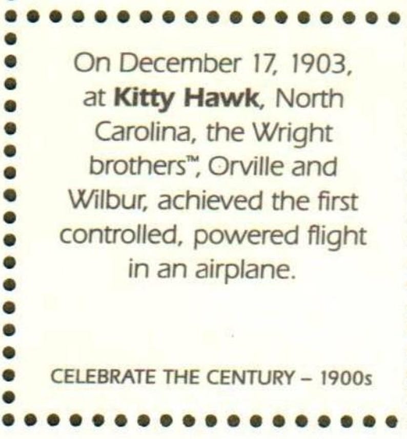 Vintage Unused Kitty Hawk First Controlled Powered Flight - Wright Bros ...