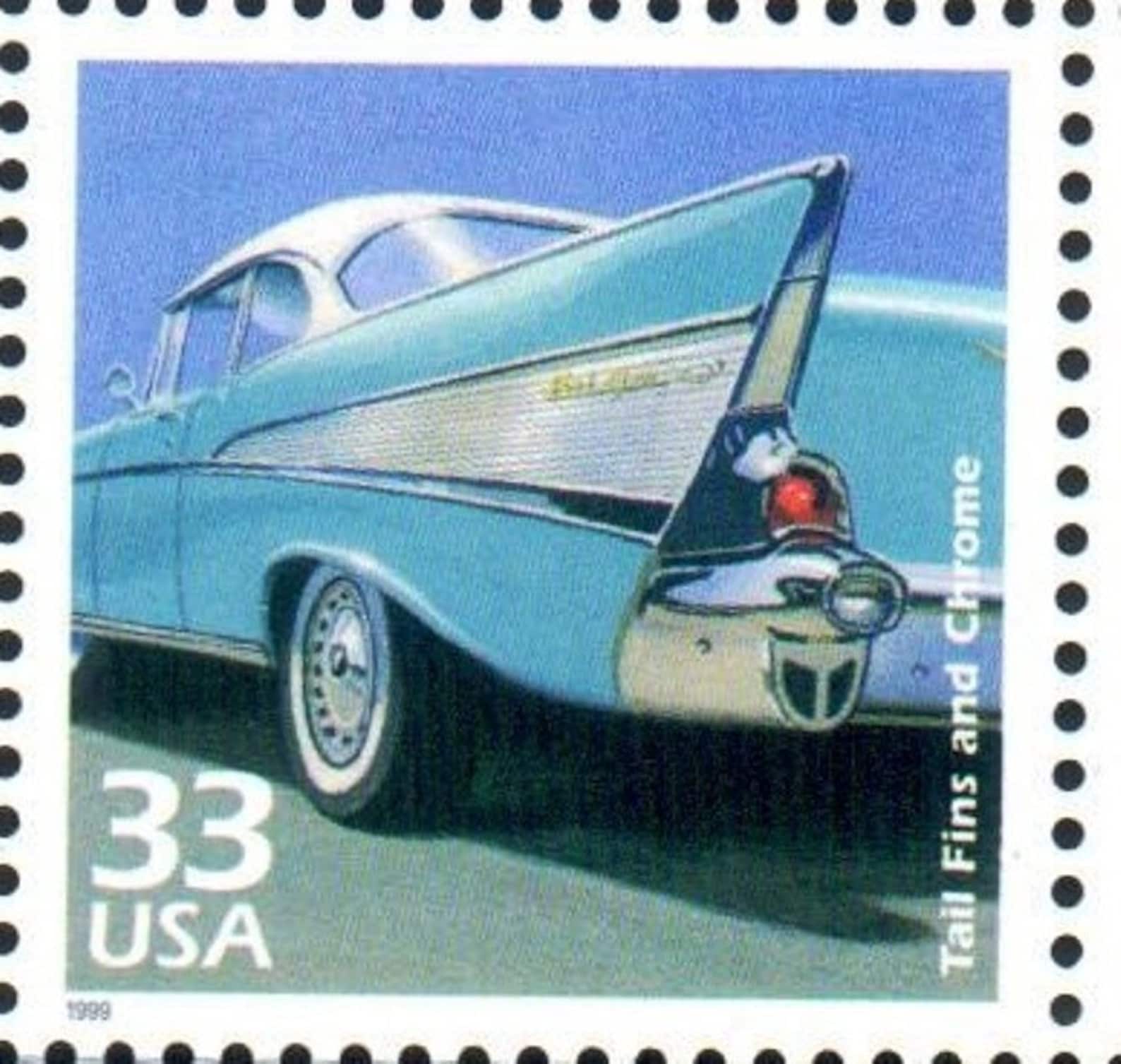 Vintage Unused Cars of the 50's Tail Fins and Chrome US Stamp 1950 ...