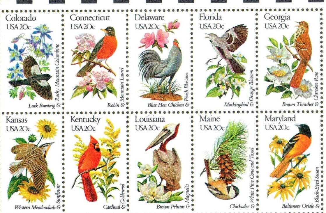 Vintage Unused State Birds and Flowers of 50 States US Postage Stamp ...