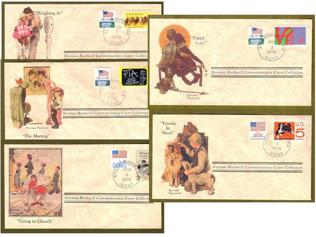 5 Norman Rockwell Commemorative First Day Cover Collection 1978 ...