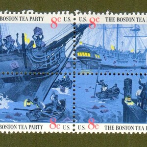US Postage Stamp Boston Tea Party 8 Cent Stamp Block of 4 Scotts #1480 ...