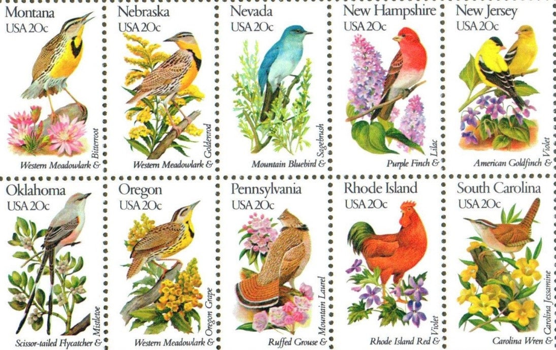 Vintage Unused State Birds and Flowers of 50 States US Postage Stamp ...