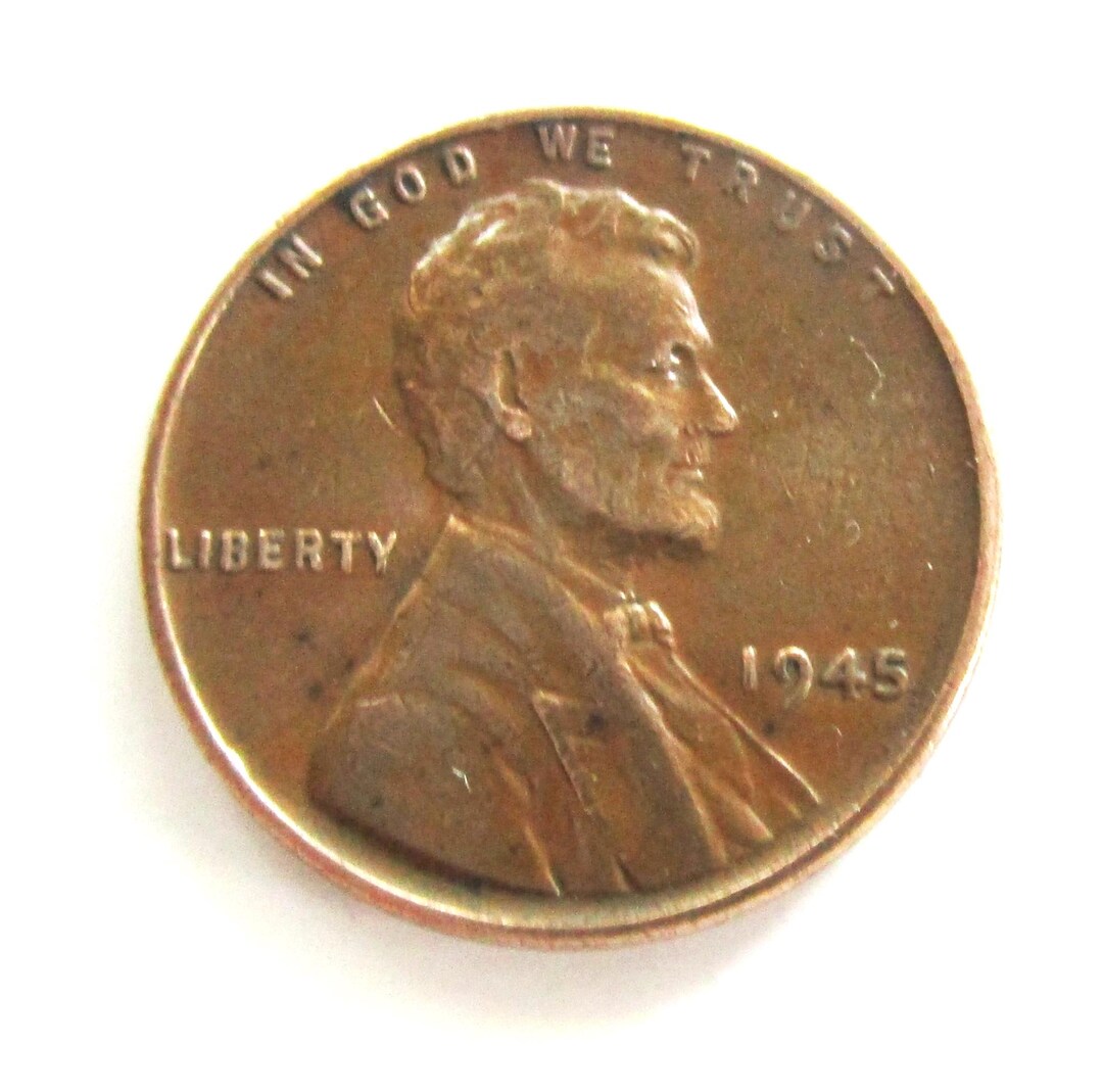 Vintage 1945 Lincoln Penny Copper Wheat One Cent Penny Full Date, Fine+ ...