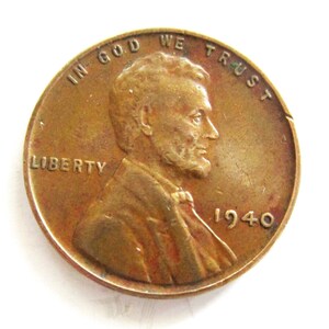 Vintage 1940 Lincoln Penny Copper Wheat One Cent Penny Full Date, X ...