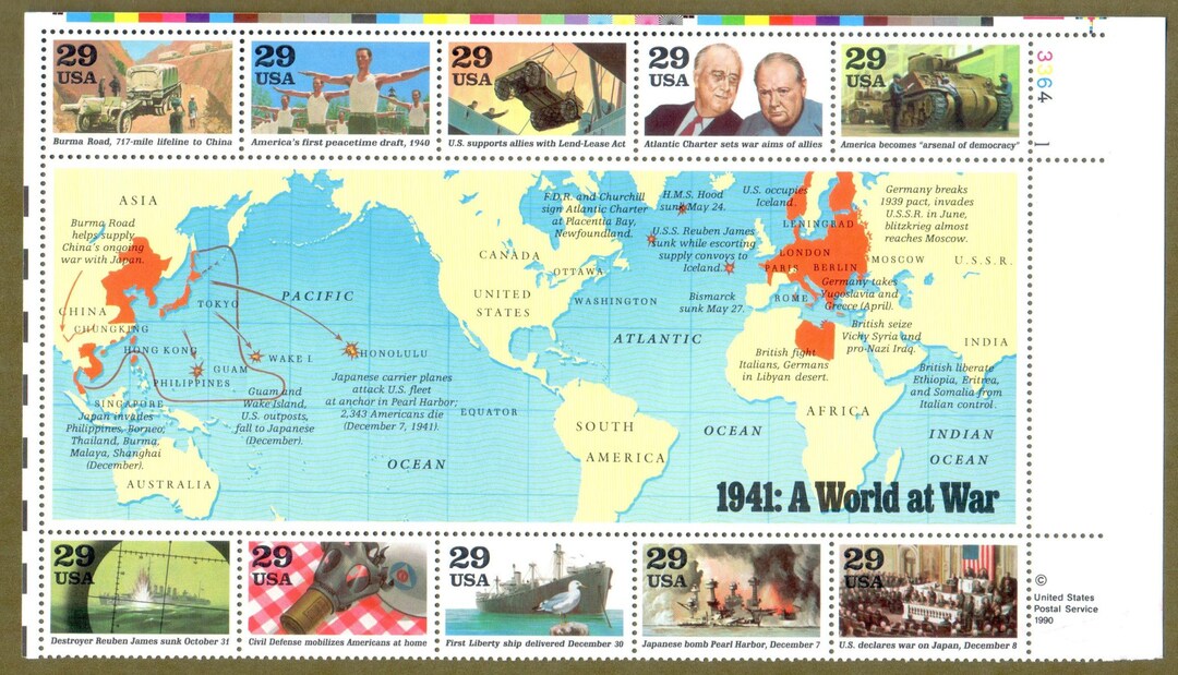 Vintage Unused WORLD WAR 2 - A World at War 1941 50th Anniversary ...