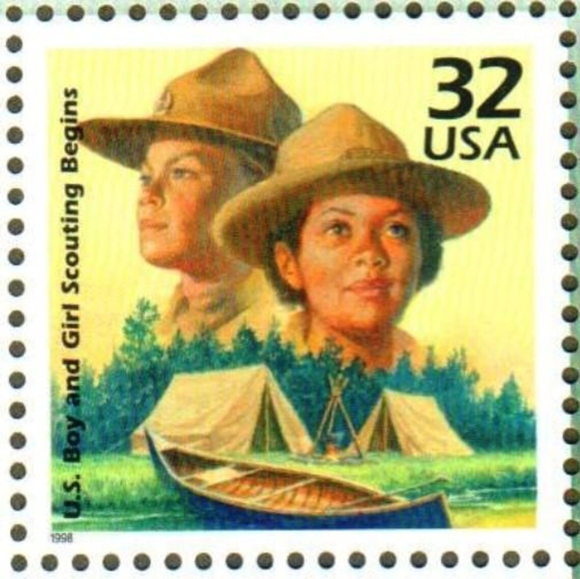 US Stamp Boy Scouts and Girl Scouts Founded 1910 Celebrate the Century ...