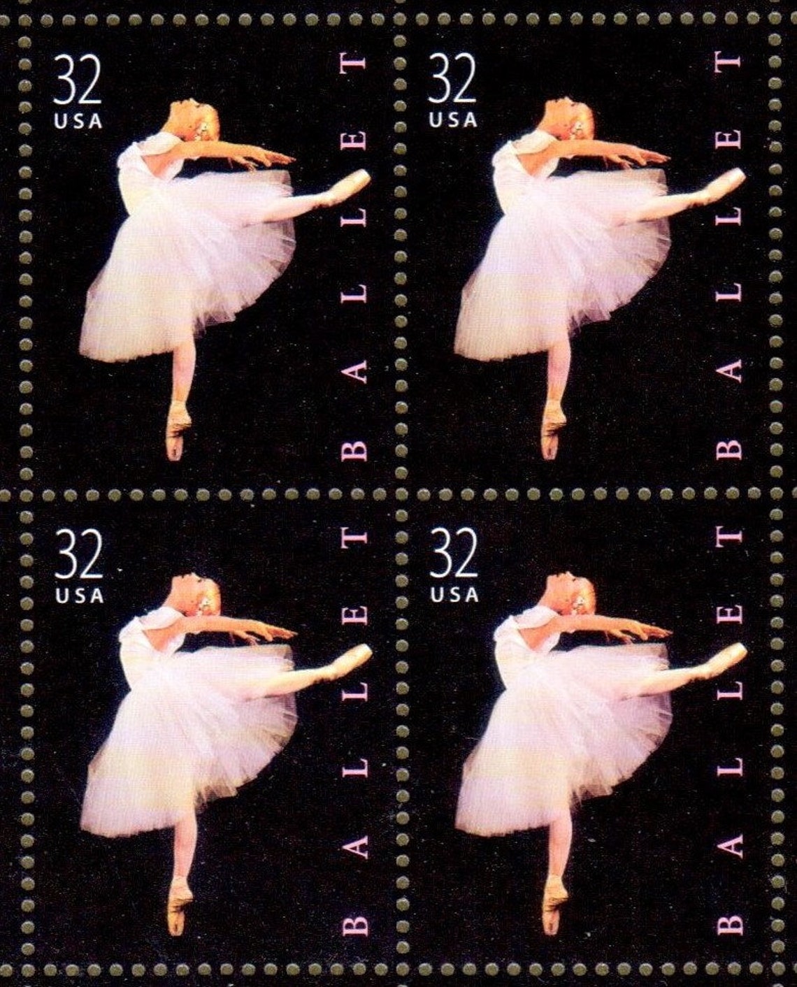 Vintage Unused American Ballet Dance 32 Cent US Postage Stamps - Scotts ...