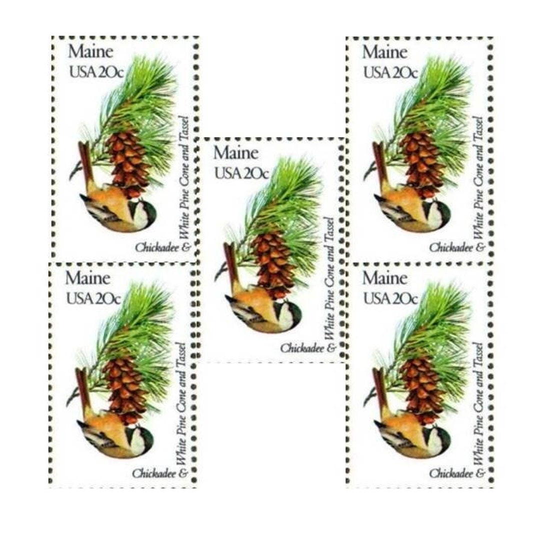 Vintage Maine State Flower and Bird 20 Cent US Postage Stamps Unused ...