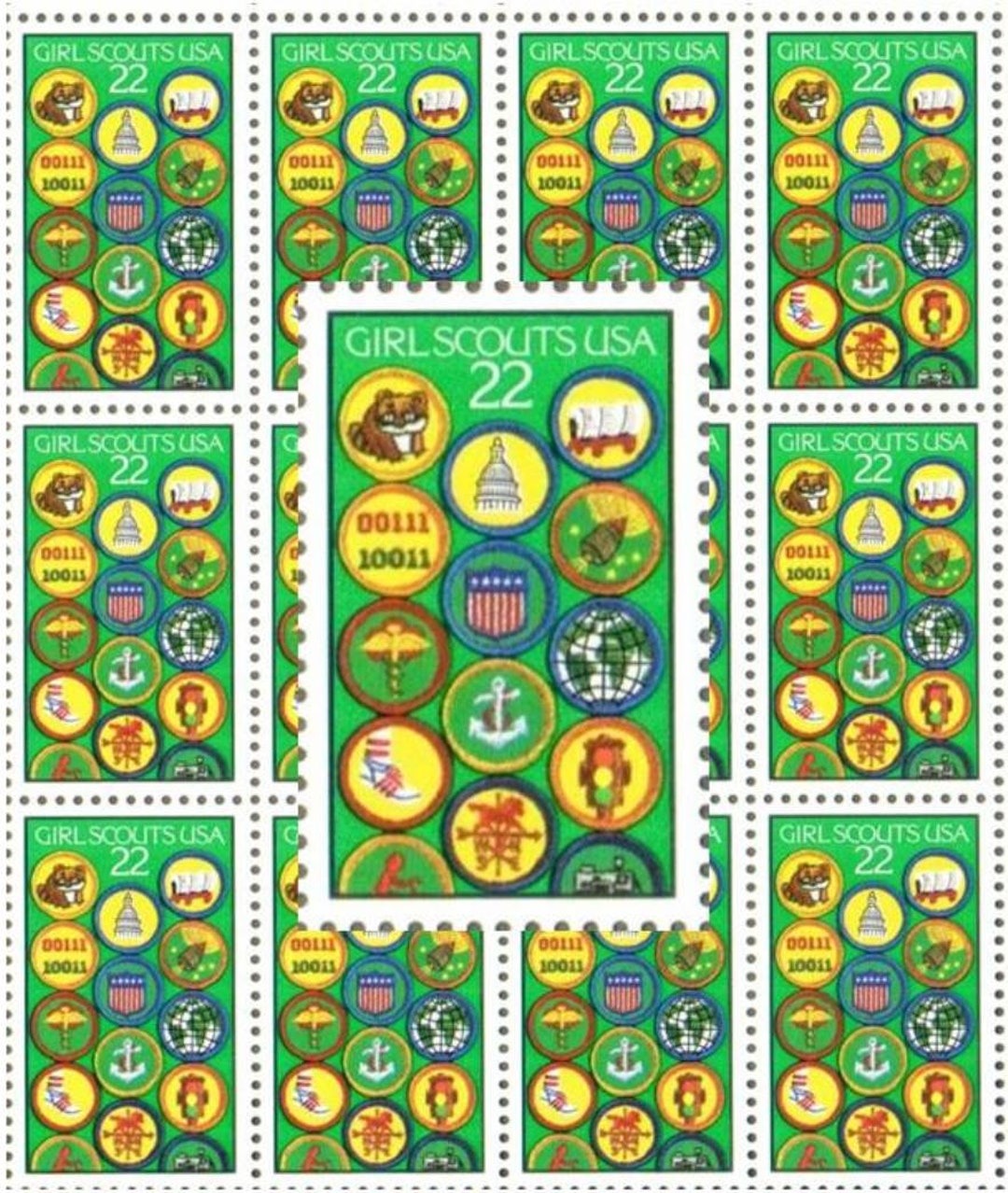 10 Vintage Unused US Stamps Girl Scout Achievement Badges (1) Pack of ...