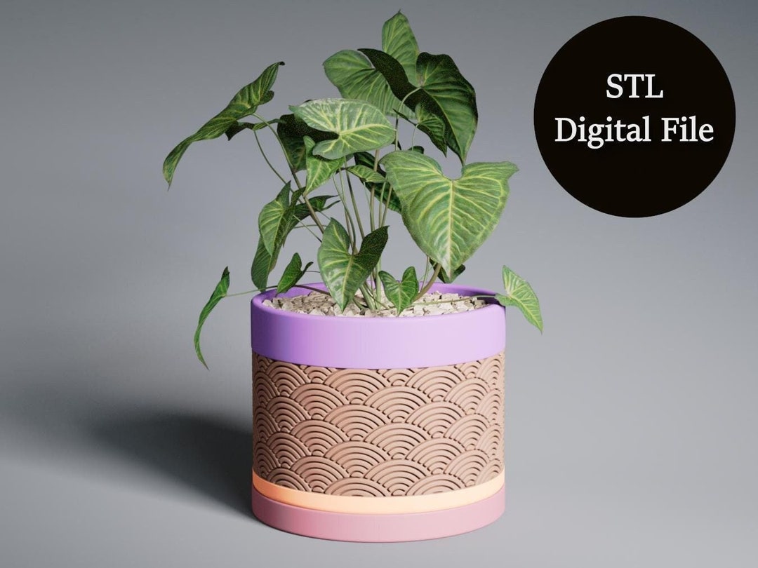 Pot Japanese Wave Water Planter Wavy Pattern Design, 3d Printing, STL ...