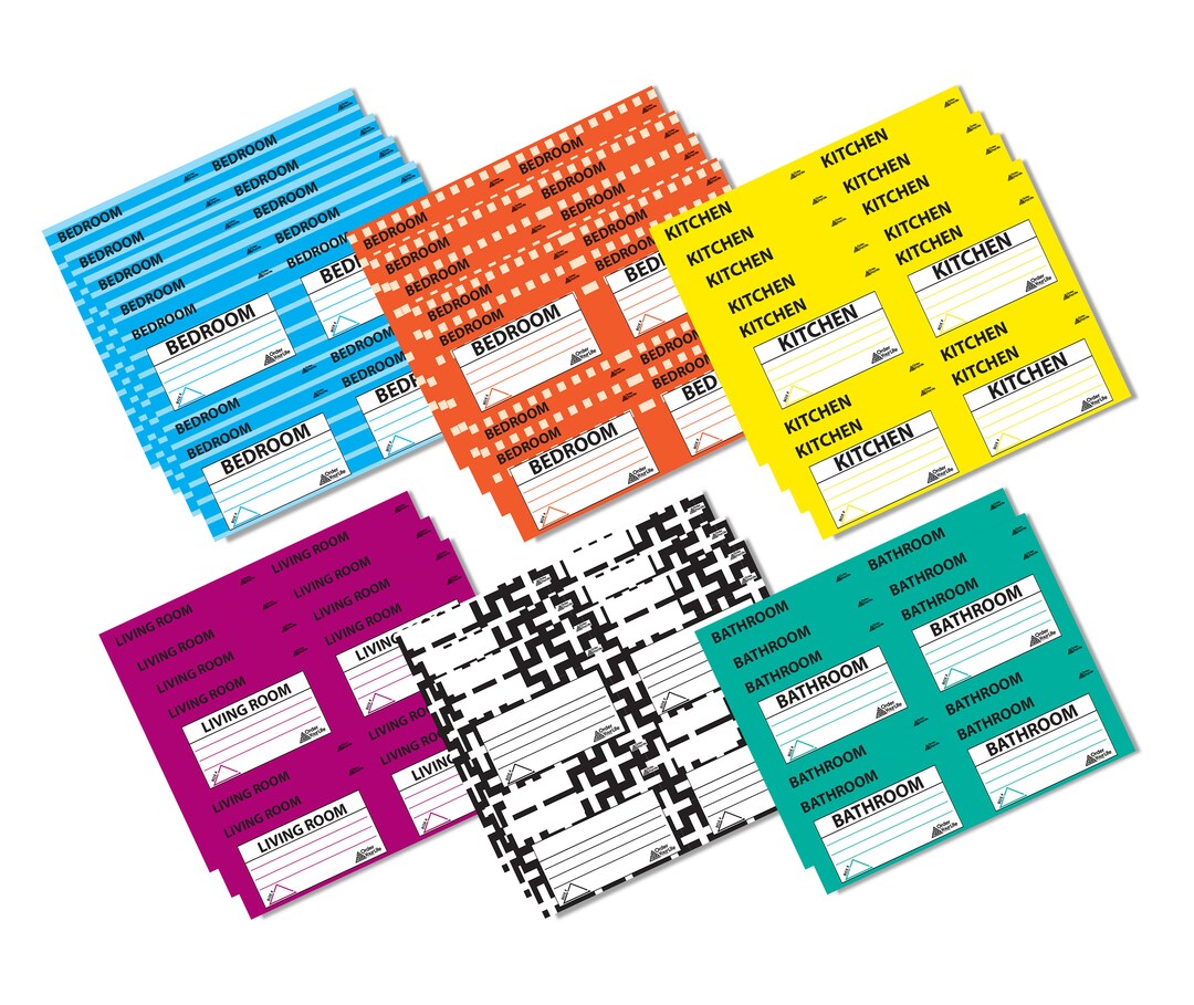 2 Bedroom Moving Labels: Color Coded and Perfect for Labeling Boxes ...