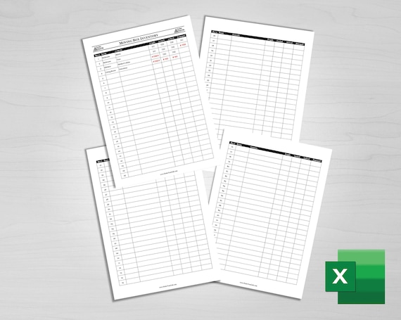 Moving Box Inventory Excel: Printable Checklist and | Etsy