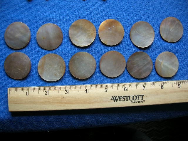 Set of 12 Polished Brown Oyster Shell Discs Mother of Pearl Pendants ...