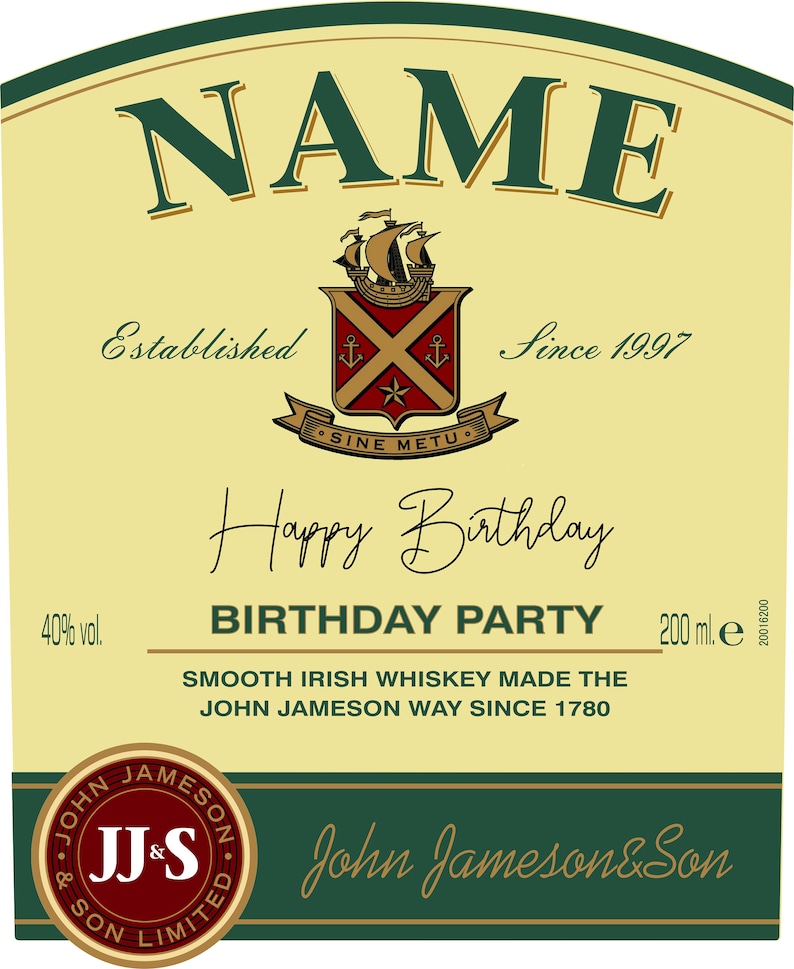 Digital Download Jameson Whiskey 200ml, 500ml, 700ml, 1000ml Bottle ...