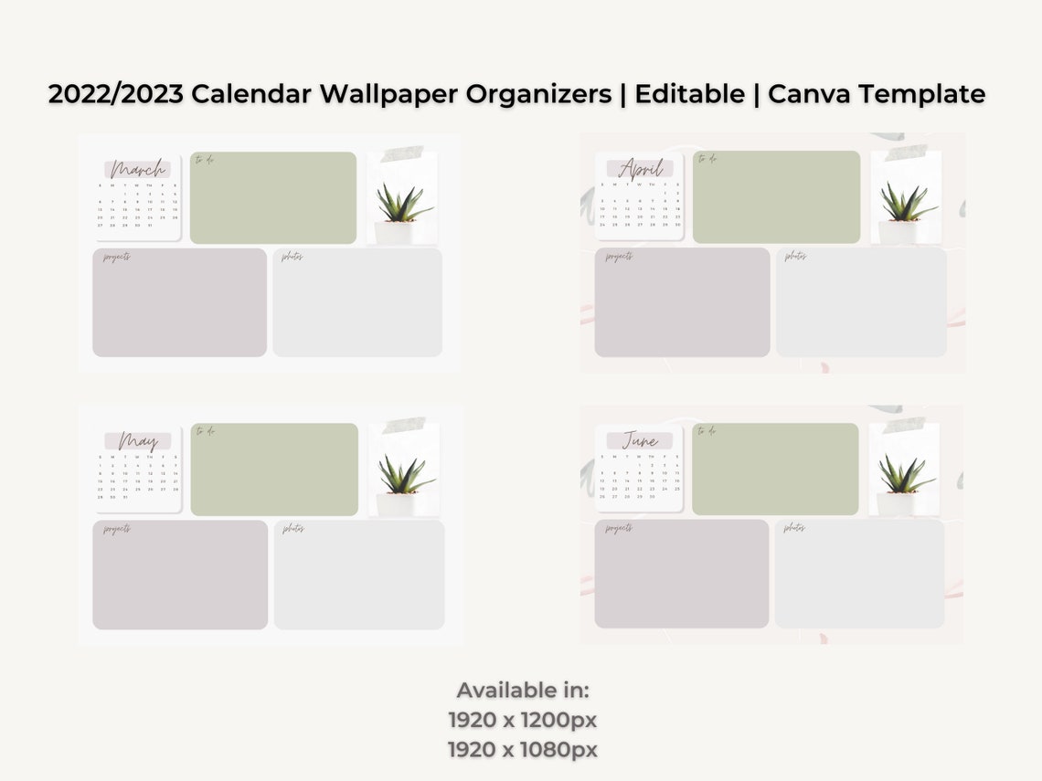 2022 2023 Calendar Desktop Wallpaper Organizers Folder - Etsy